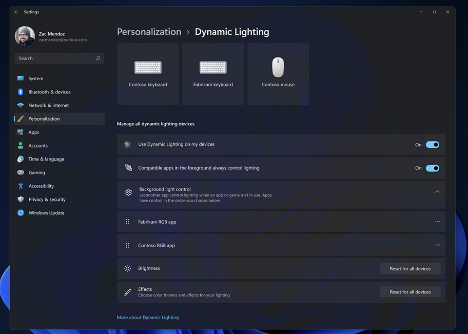 Microsoft is now testing its Windows 11 built-in RGB lighting controls